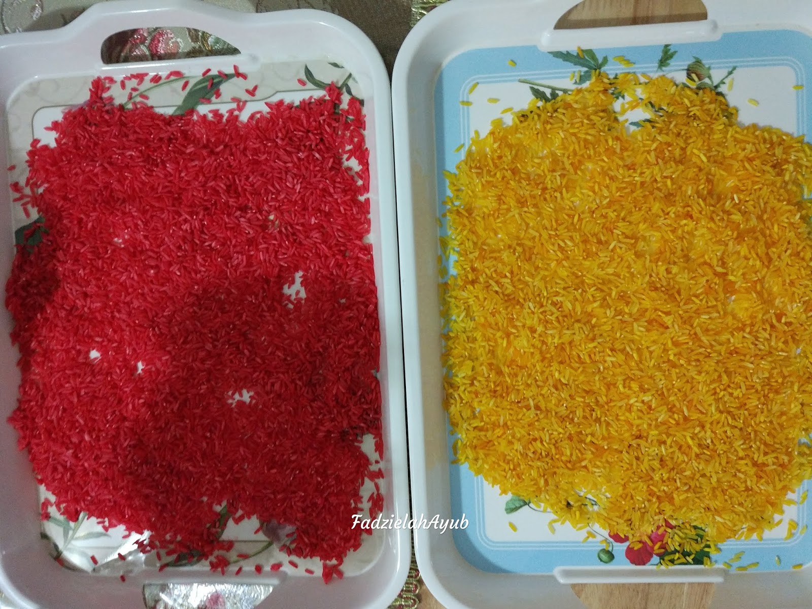 DIY COLOURED RICE- BERAS WARNA WARNI - FADZIELAH AYUB