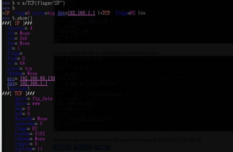 程式扎記: [Scapy Tutorial] Introduction