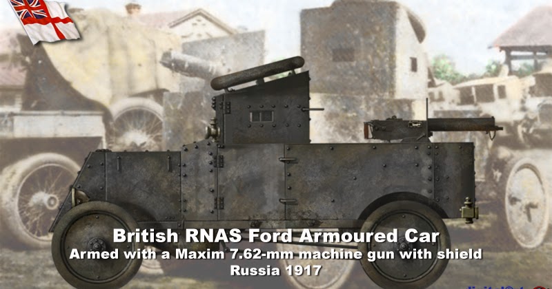 Armored Cars in the WWI: British RNAS Ford Armoured Car. Russia, 1917.