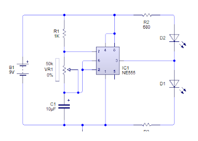 proyectos de electronica: astable con el 555