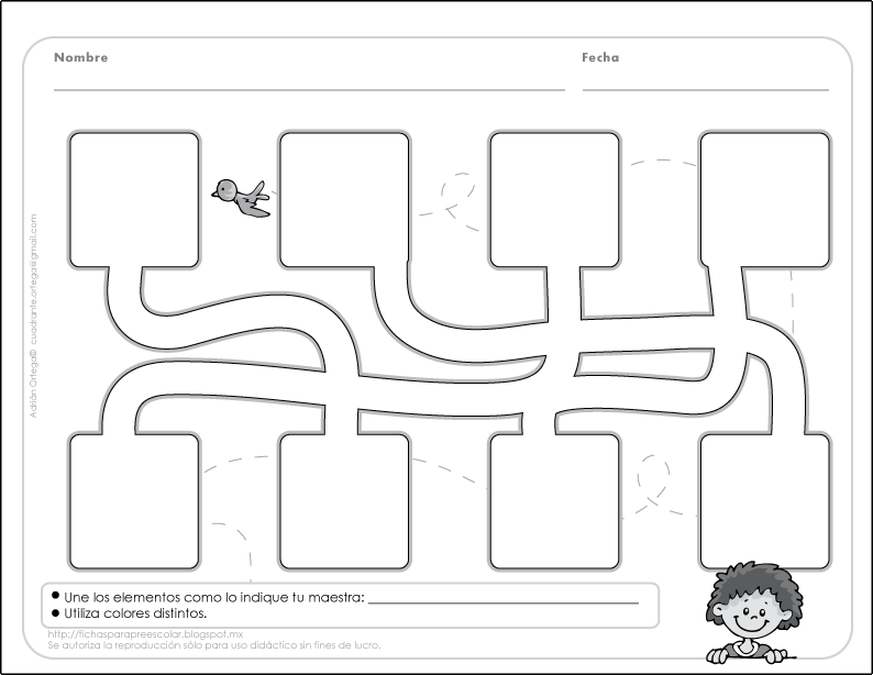 Fichas para preescolar: Plantilla para unir conceptos