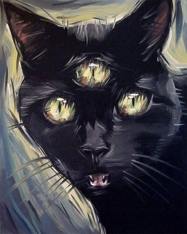 Paintings From the Parlor: 3 Eyed Black Cat Original Oil Painting by ...