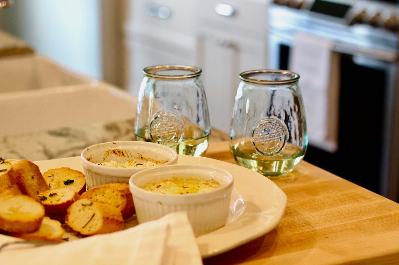 15009 Farmhouse: Herbed Lemon Goat Cheese Dip with Toasted Baguette