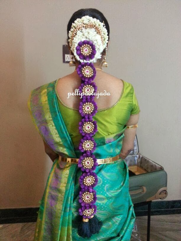 TELUGU WEB WORLD: WELL DECORATED FLORAL POOLA JEDA DESIGN