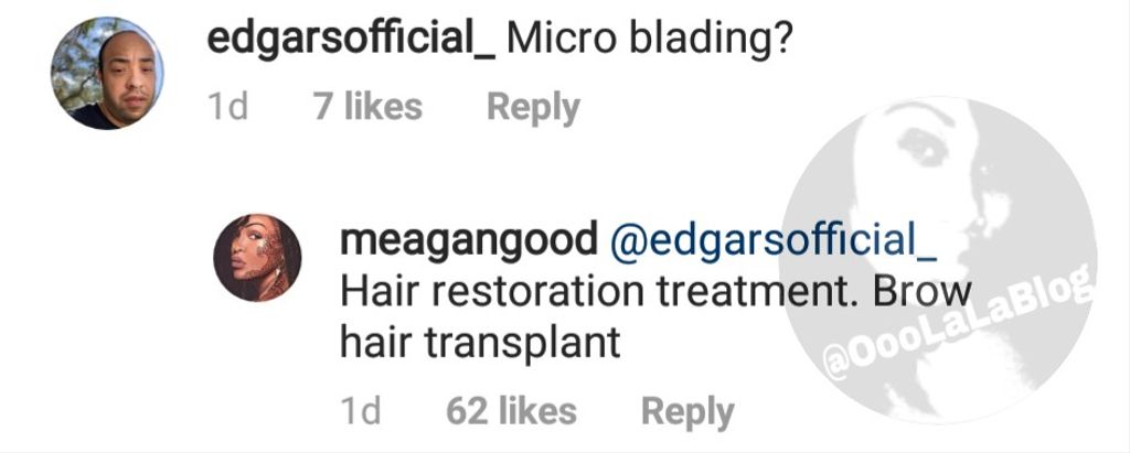 Meagan Good shows off restored eyebrows after brow hair transplant ...