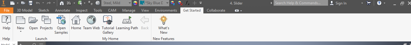 Ribbon Tab Autodesk Inventor Profesional 2019