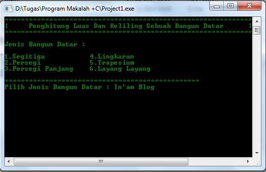 Contoh Program C++ Penghitung Luas Dan Keliling Bangun Datar - I'Rams Blog