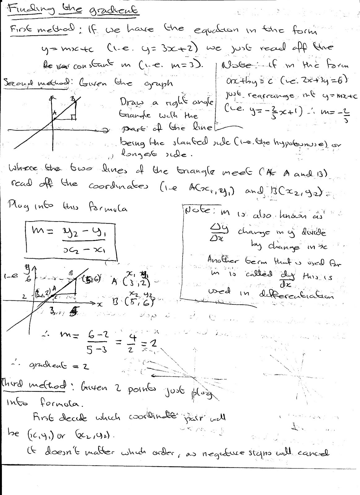 A Level Maths Notes: Coordinate Geometry - Straight Lines and Gradients