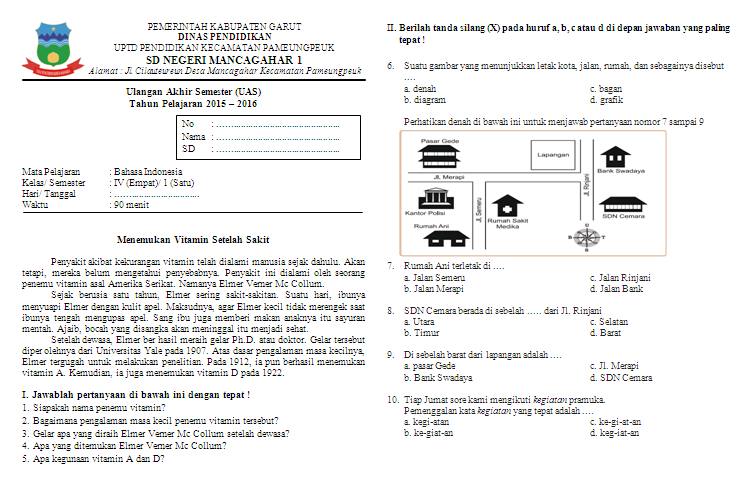 Unduh Soal UAS Bahasa Indonesia Kelas 4 Semester 1 - Guru Guru SD