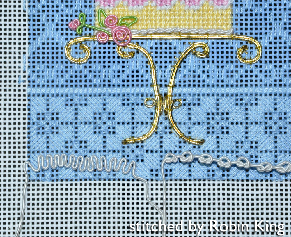 Needlepoint Study Hall: 3D Cake with DMC Embellishment - part two
