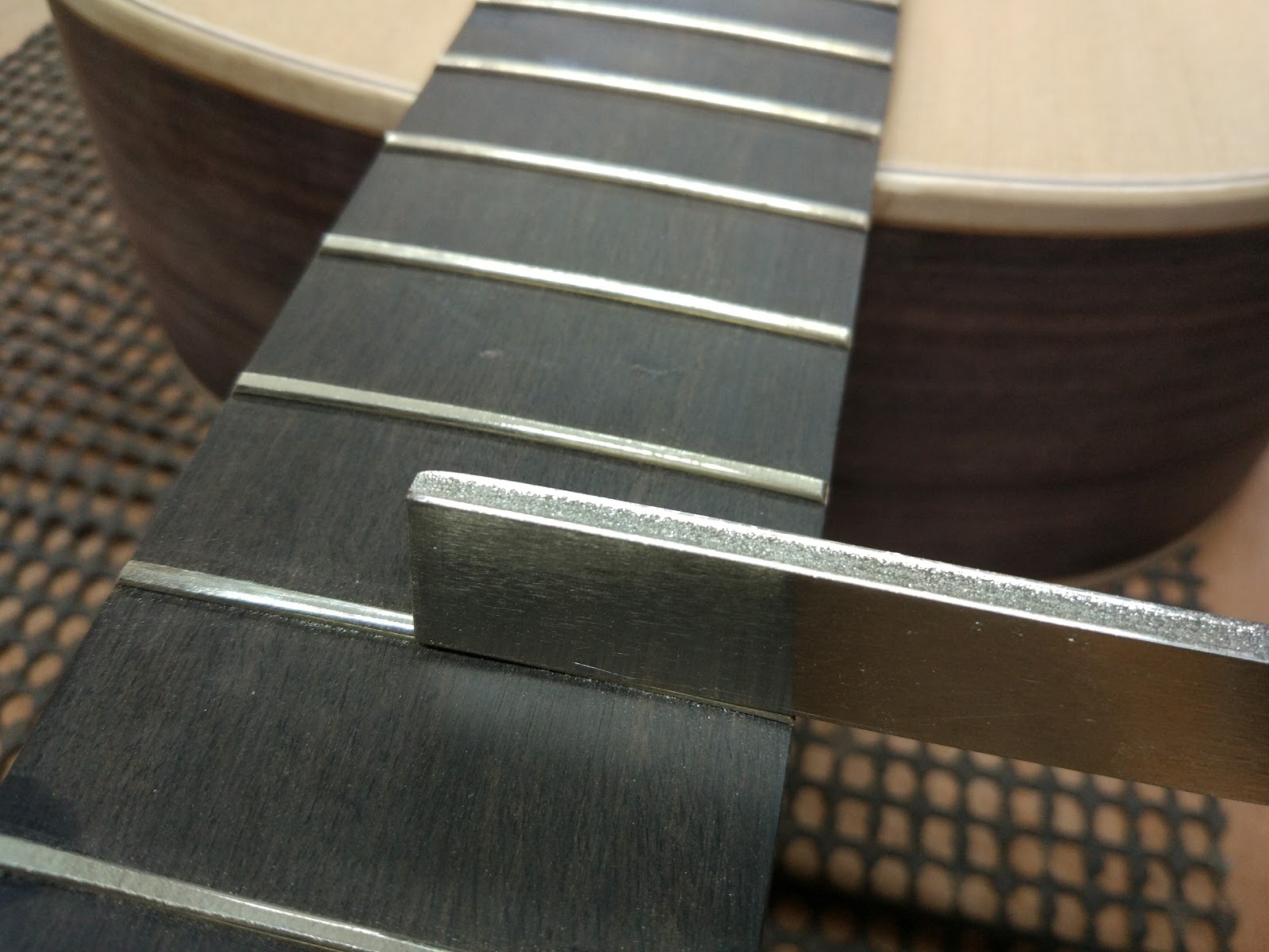 Guitar Making Adventures: Day 32 - Inserting fret markers, shaping ...