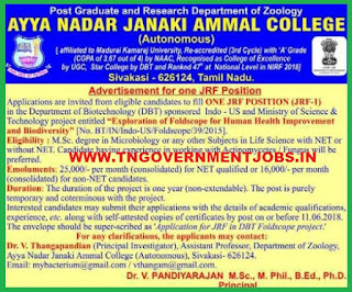 Ayya Nadar Janaki Ammal College (ANJAC) JRF Vacancy Notification 2018 ...