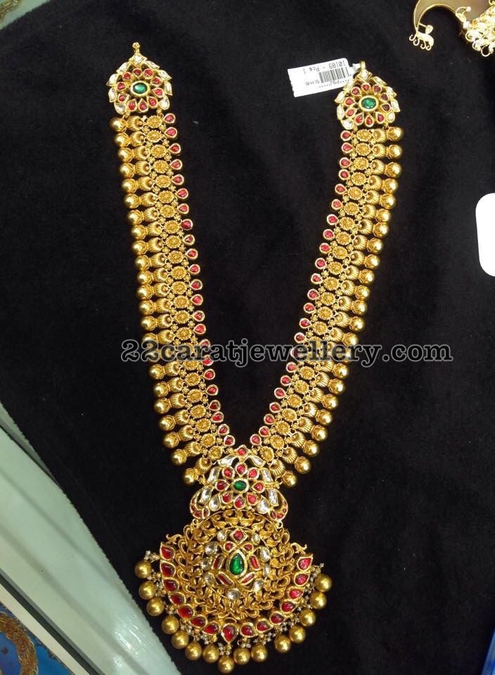 Antique Long Chain with Red Kundan - Jewellery Designs