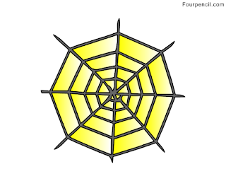 FourPencil: How to draw a Cobweb for kids - step by step