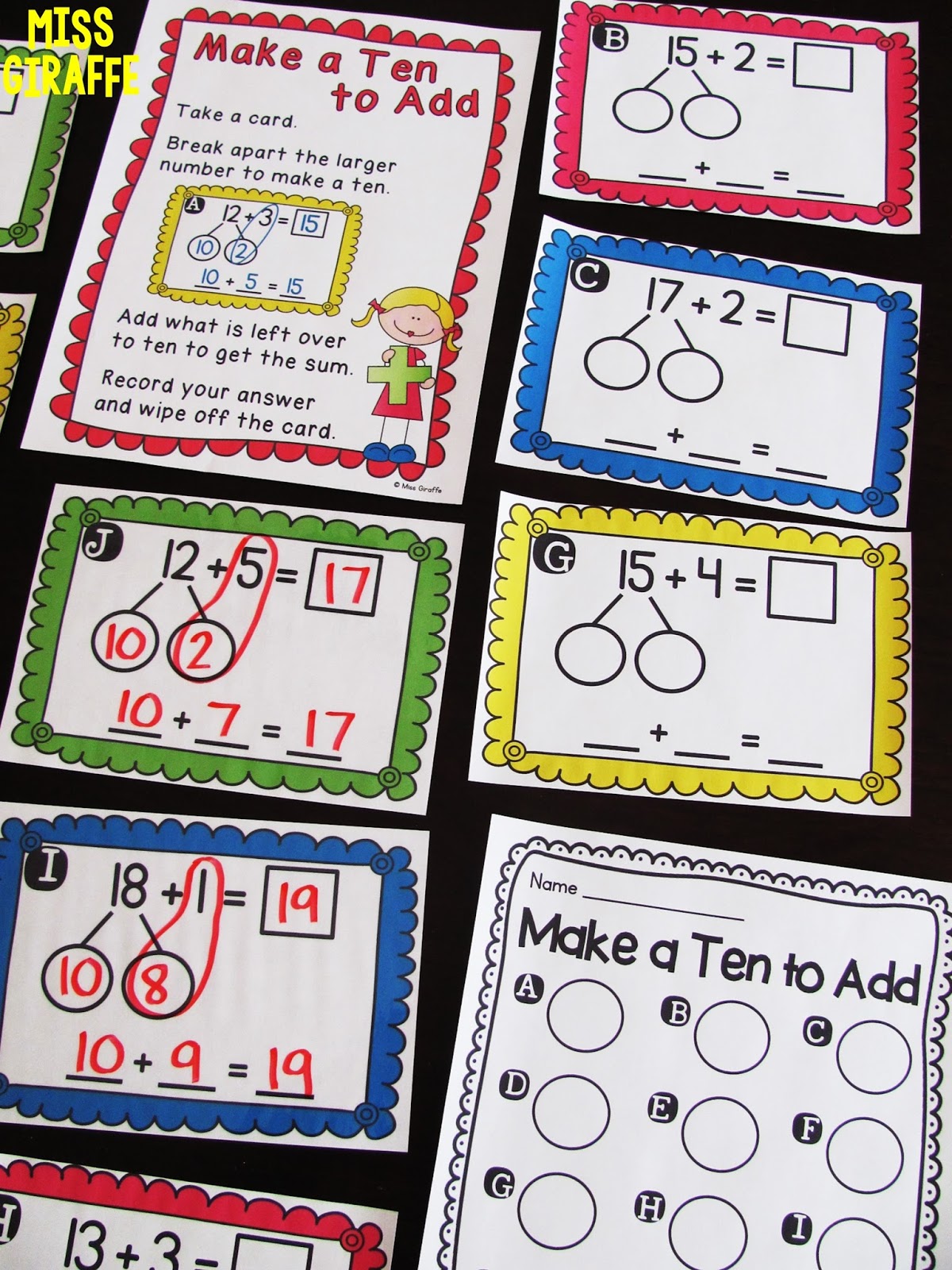 Miss Giraffe's Class: Making a 10 to Add