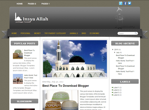 Top 5 Islamic Blogger Templates - Template Blog Nuansa Islami > Contoh Blog