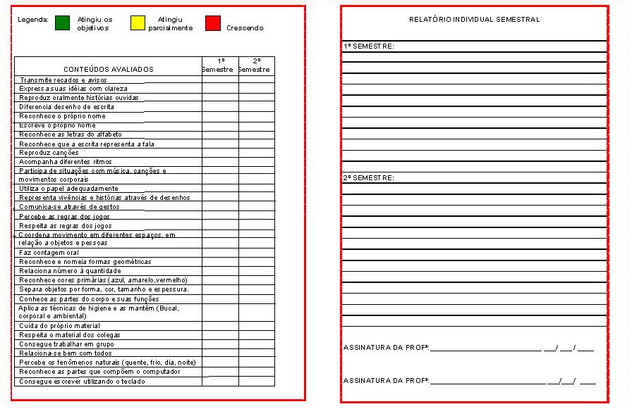 Modelo De Boletim Escolar Infantil