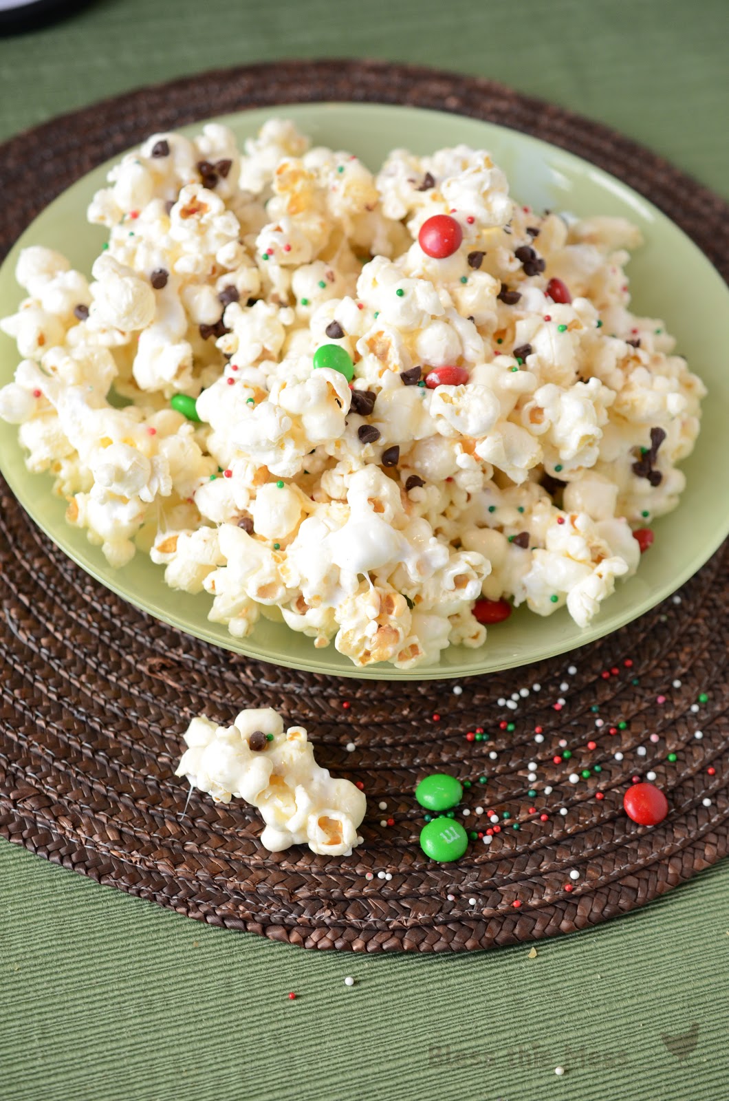 Gooey Marshmallow Christmas Popcorn with Chocolate - Bless This Mess