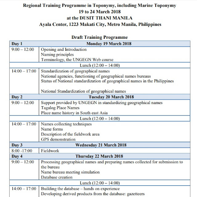 e-Onomastics: Regional Training Program in Toponymy, 19-24 March 2018
