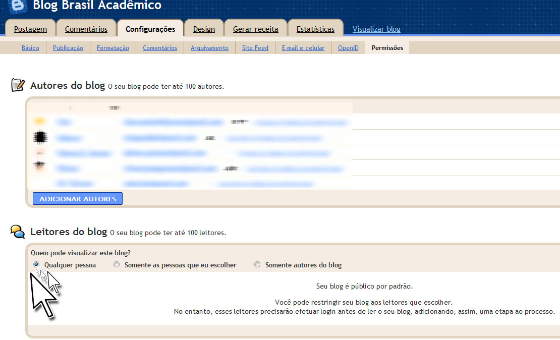 Diferentes visões de seu blog no Blogger