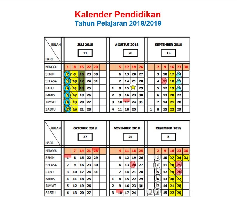 Download Kalender Pendidikan 2018/ 2019 (Pedoman LENGKAP) | Sumber Informasi Guru Dan Siswa