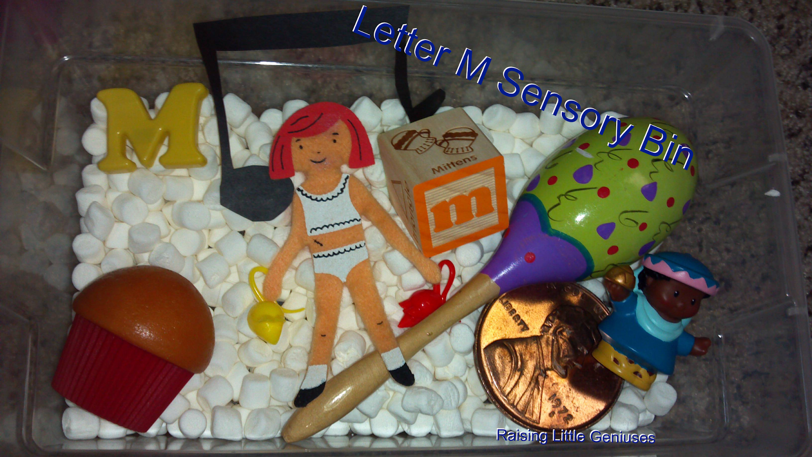 Raising Little Geniuses: Letter M Sensory Bin