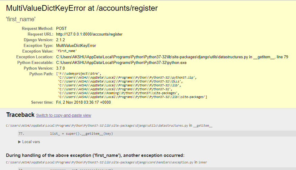 Django talk: Error : MultiValueDictKeyError Django talk: Error : MultiValueDictKeyError