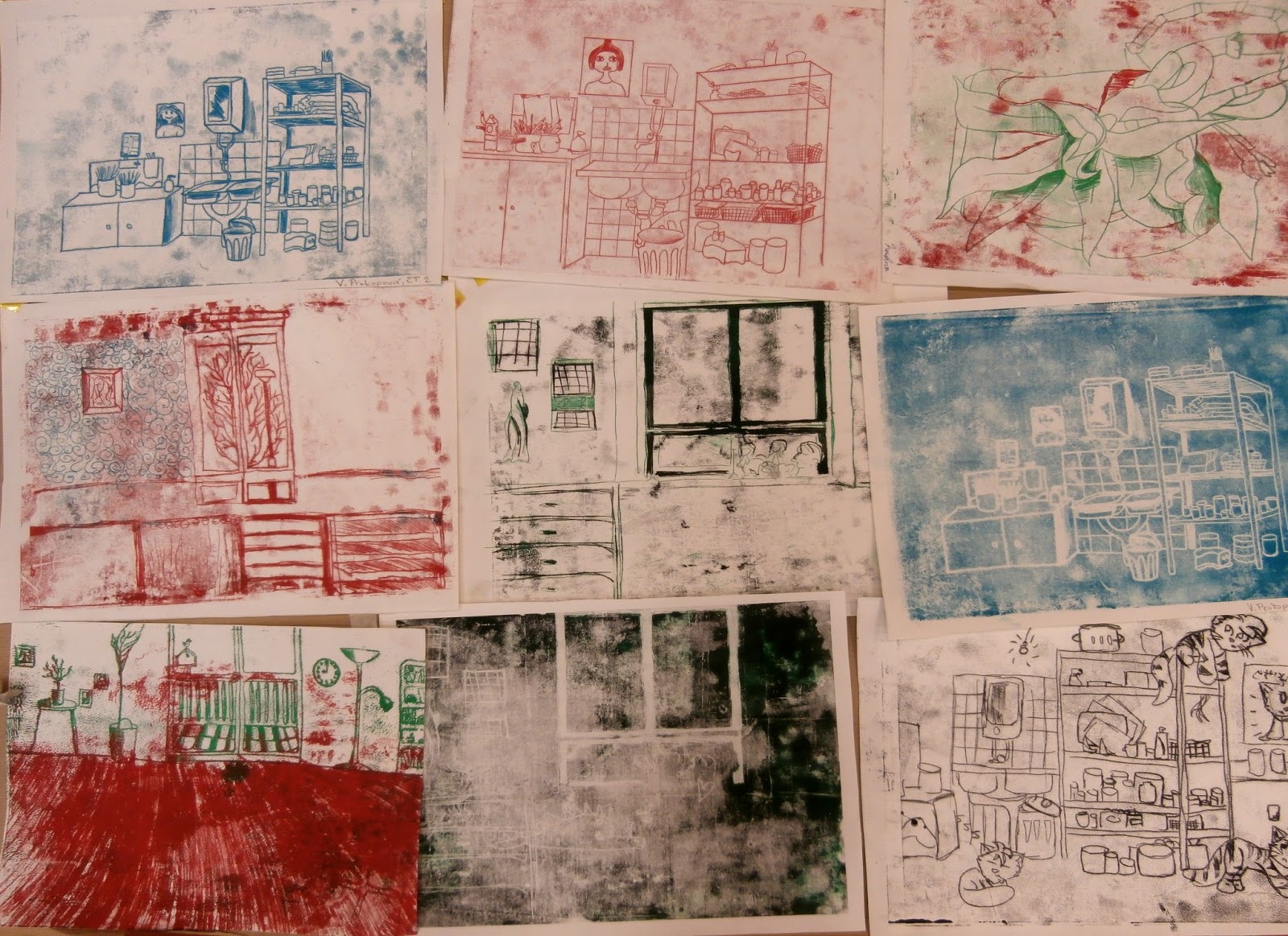 Výtvarka Svinov: Ve třídě-monotyp/protisk