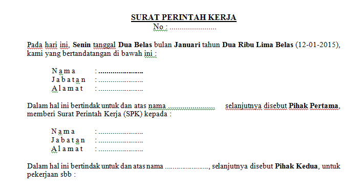 Contoh SPK / Surat Perintah Kerja - maskhaka.com