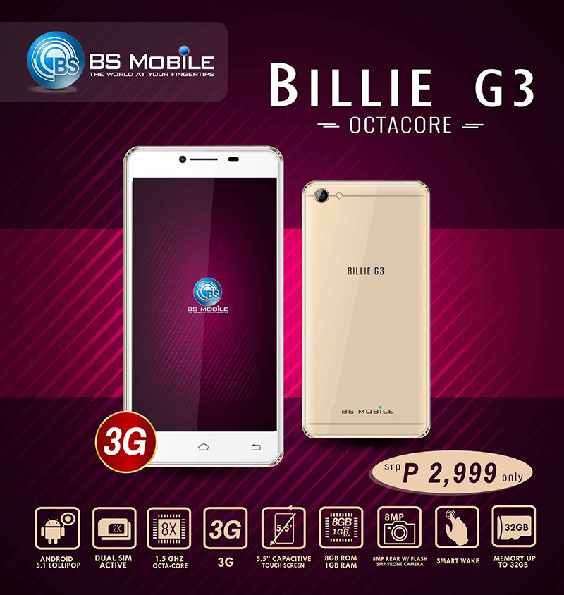 BS Mobile Billie G3 Is An Octa Core Smartphone Under PHP 3K!
