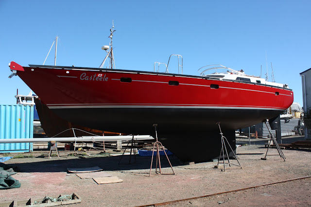s/v Casteele, Waterline 44, photos: Casteele's New Paint and New Rig