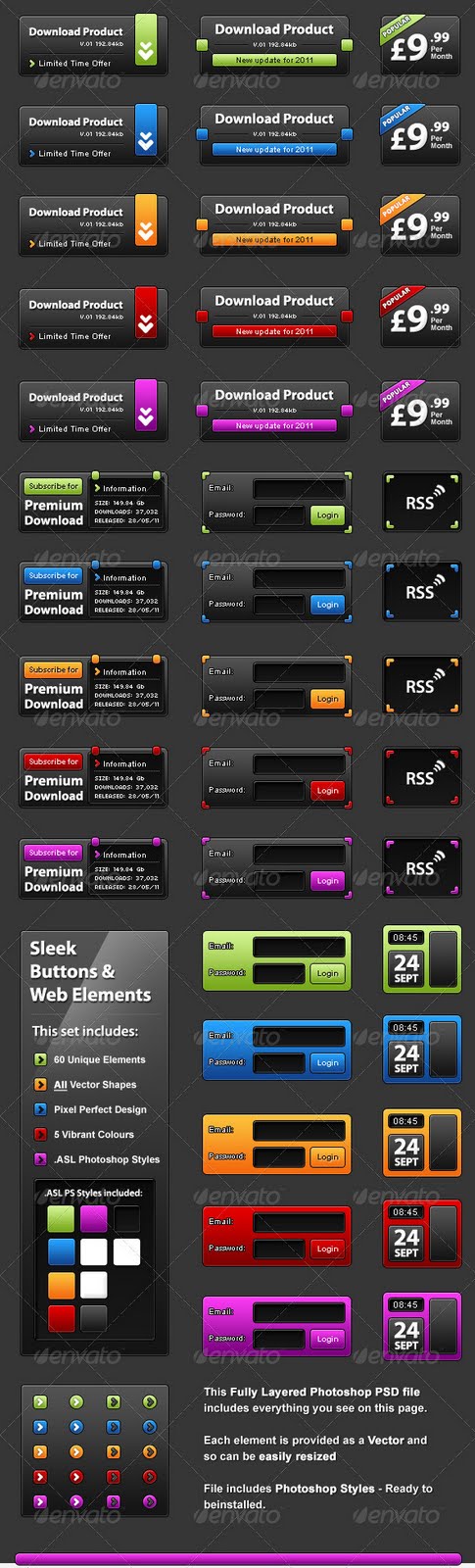 Quality Graphic Resources: GraphicRiver - Slick UI Elements - Web ...