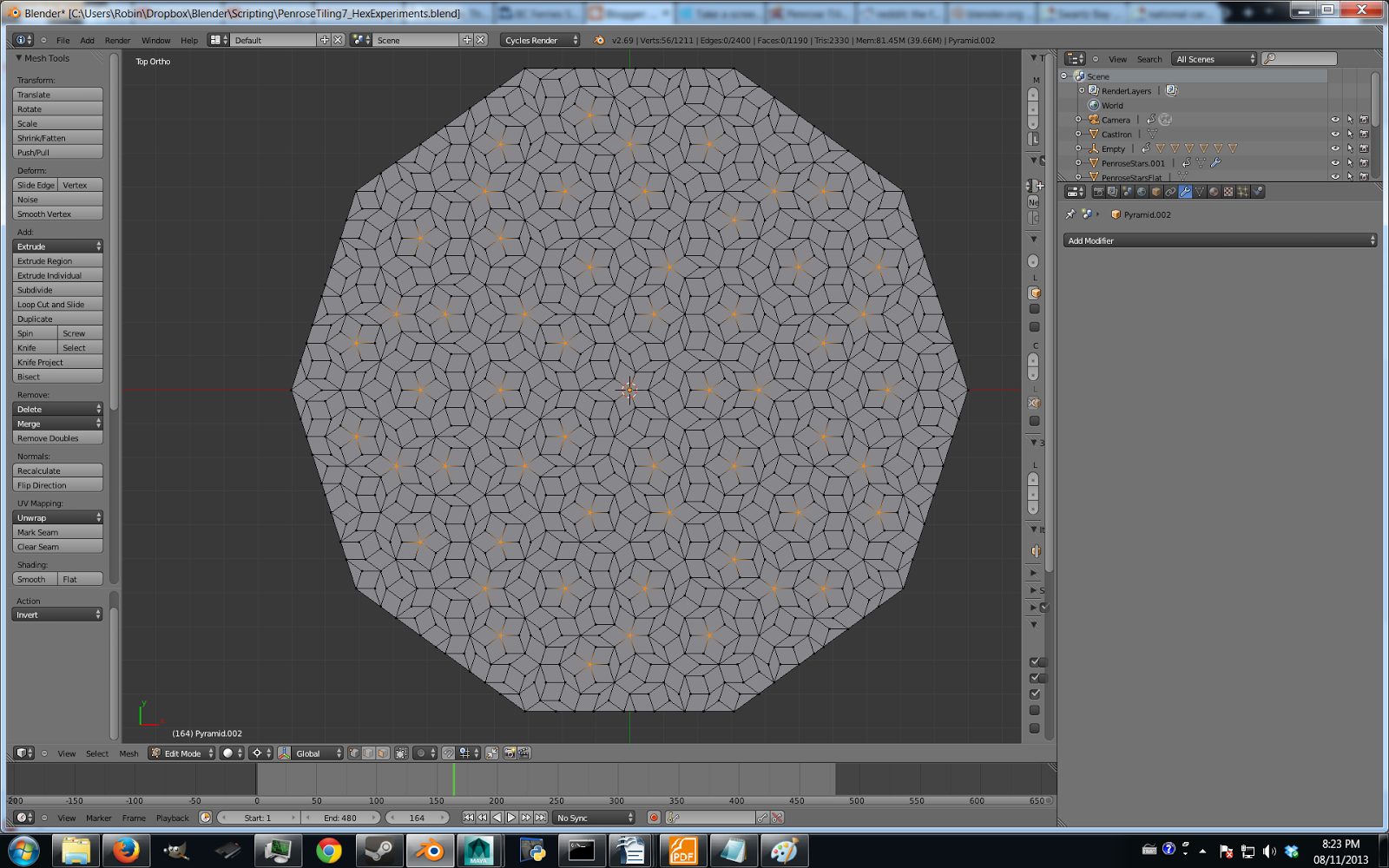 C.G. From SPACE: Tutorial: Penrose Tiling in Blender