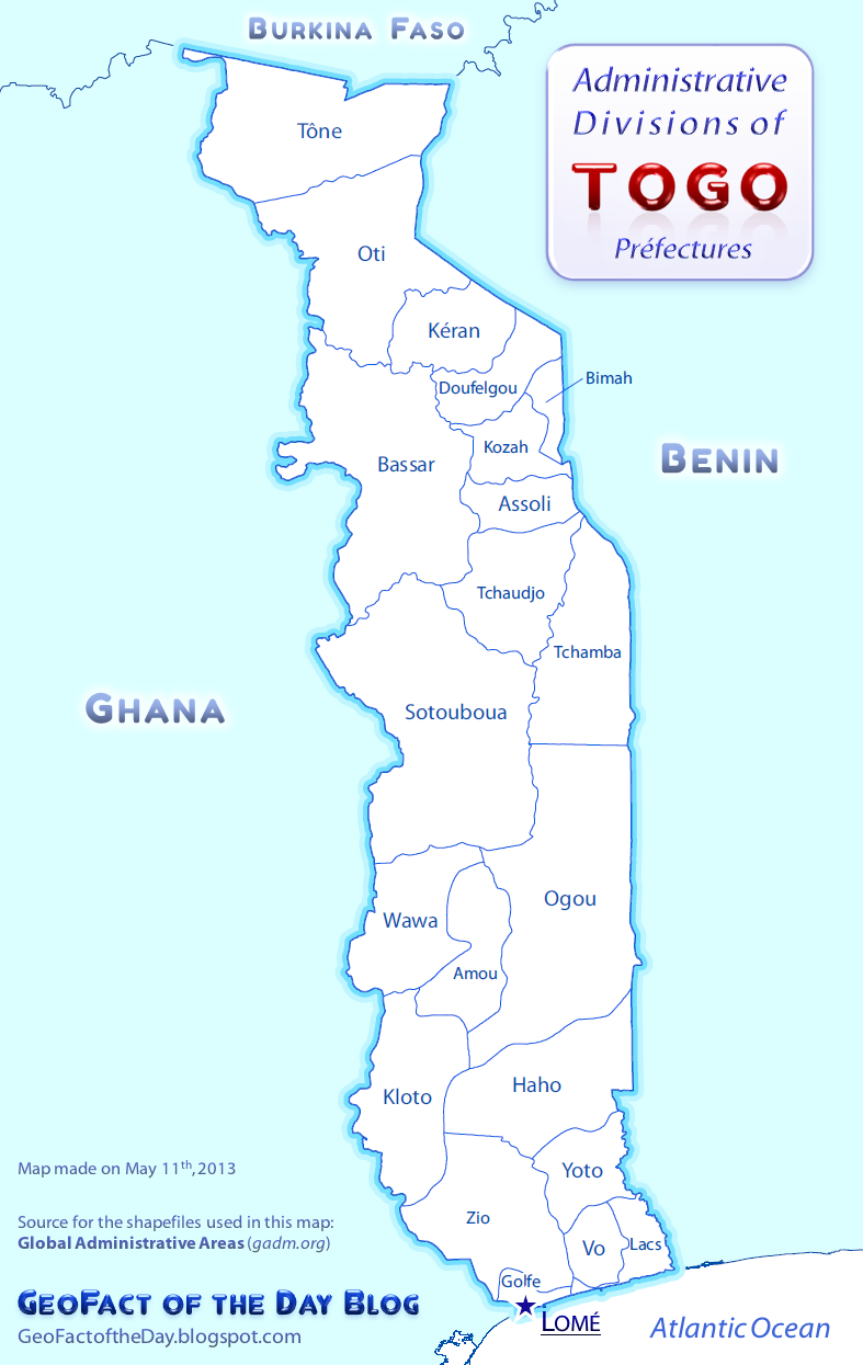 GeoFact of the Day: Administrative Divisions of Togo