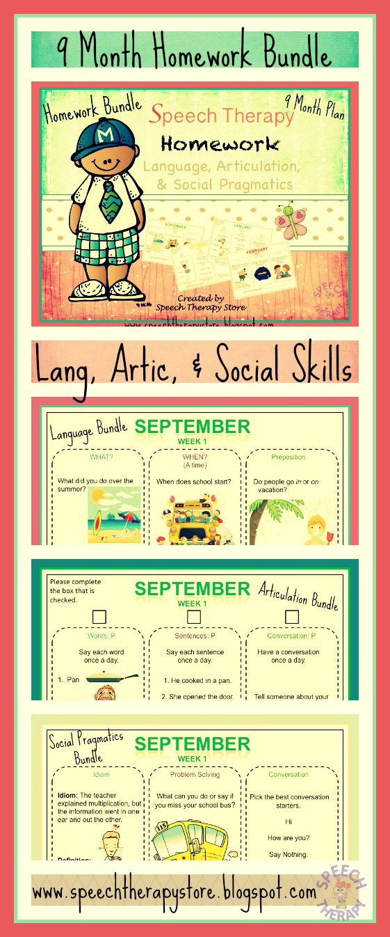 Speech Therapy: Homework Fun with Speech Therapy