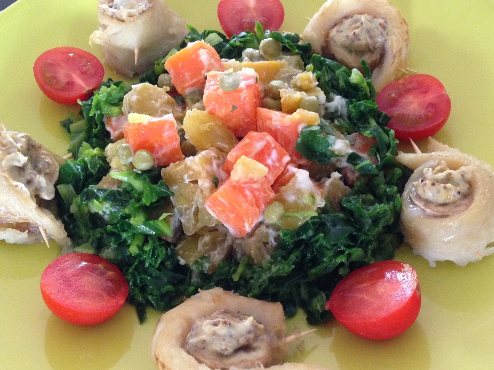 Migas de paloco enroladas em banana