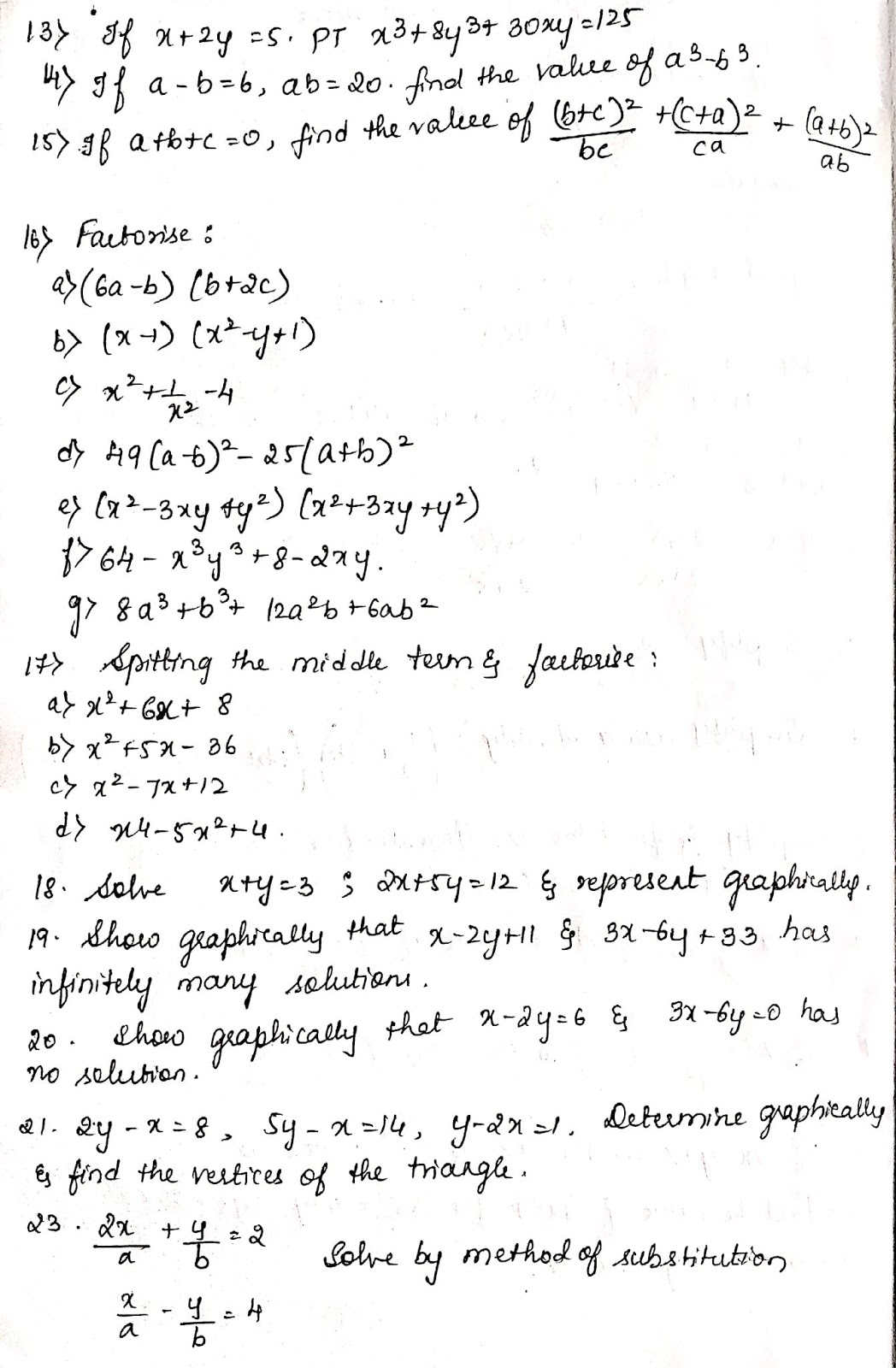 Maths revision sums for finals class IX