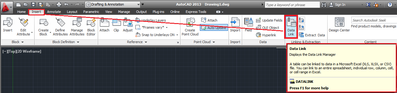 MEMBUAT DATA LINK MS EXCEL KE AUTOCAD
