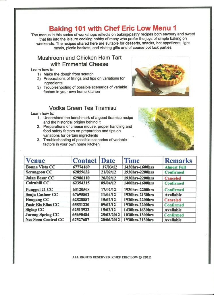 Culinary Workshops with Chef Eric Low: Upcoming Baking Workshops in ...