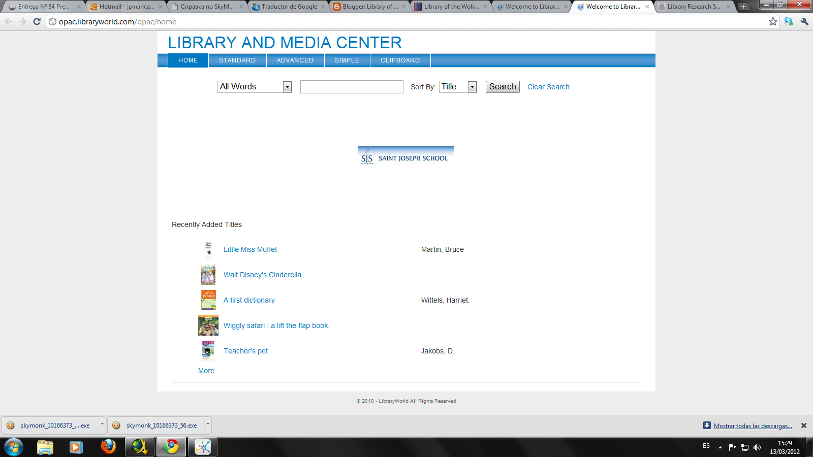 Library of the Wolves: Library World (SJS online catalogue)