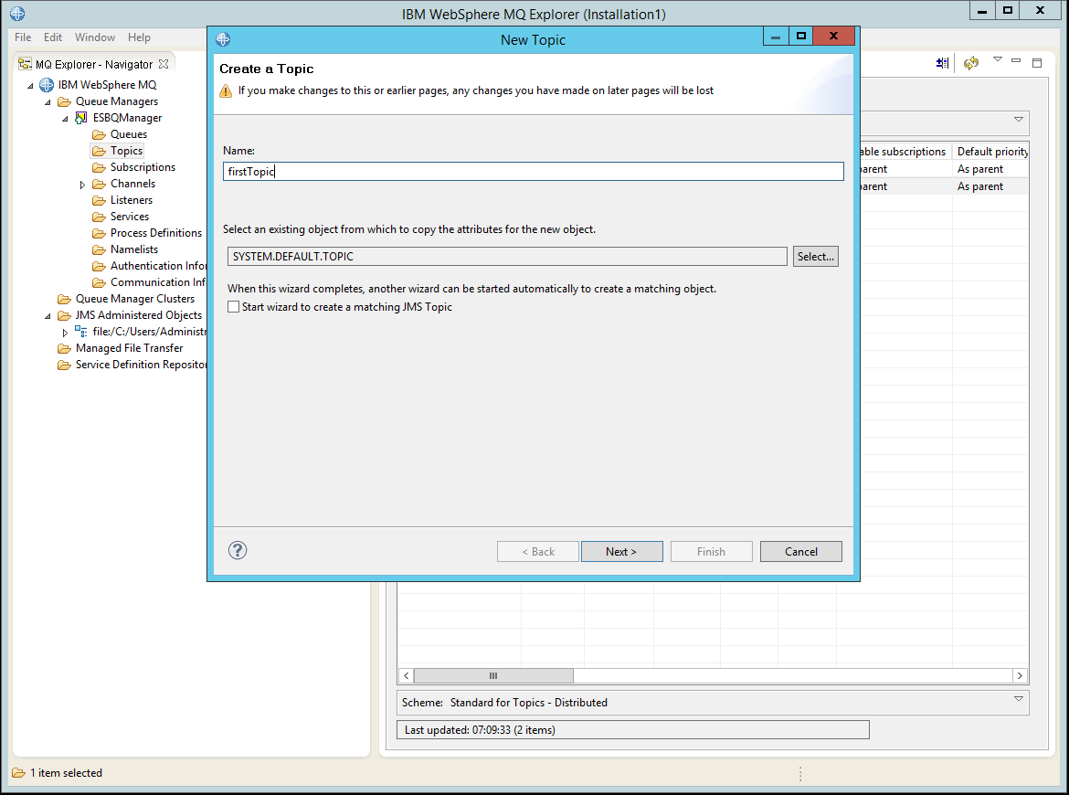 Let's begin...: [IBM MQ] Create a topic using IBM MQ