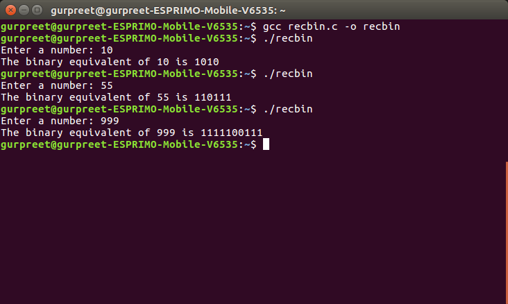 C Language Programming Decimal To Binary Using RECURSION C Language Programming Decimal To Binary Using RECURSION