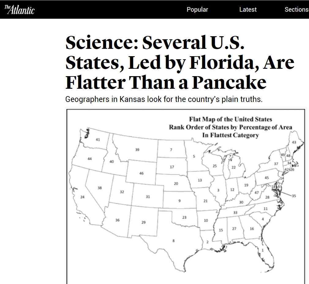 Flat Earth Matters: 13) งานวิจัยจัดอันดับความราบเรียบของรัฐต่าง ๆ ใน ...