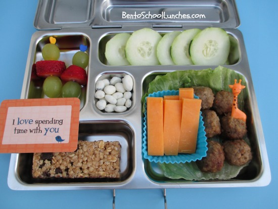 Bento School Lunches : Bento Lunch: Meatballs bento from freezer stash