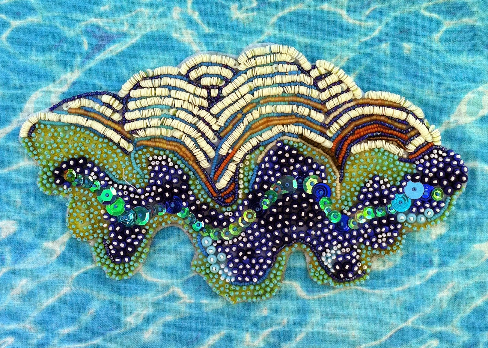 Eleanor Pigman: Seed bead and SEQUIN embroidered Giant Clam