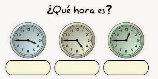 El rincón de Aurora: LA HORA . En punto, y media , menos cuarto y cuarto.