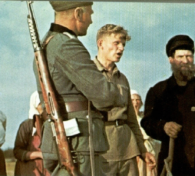 World War II in Color: German Soldier with Captured Soviet Rifle