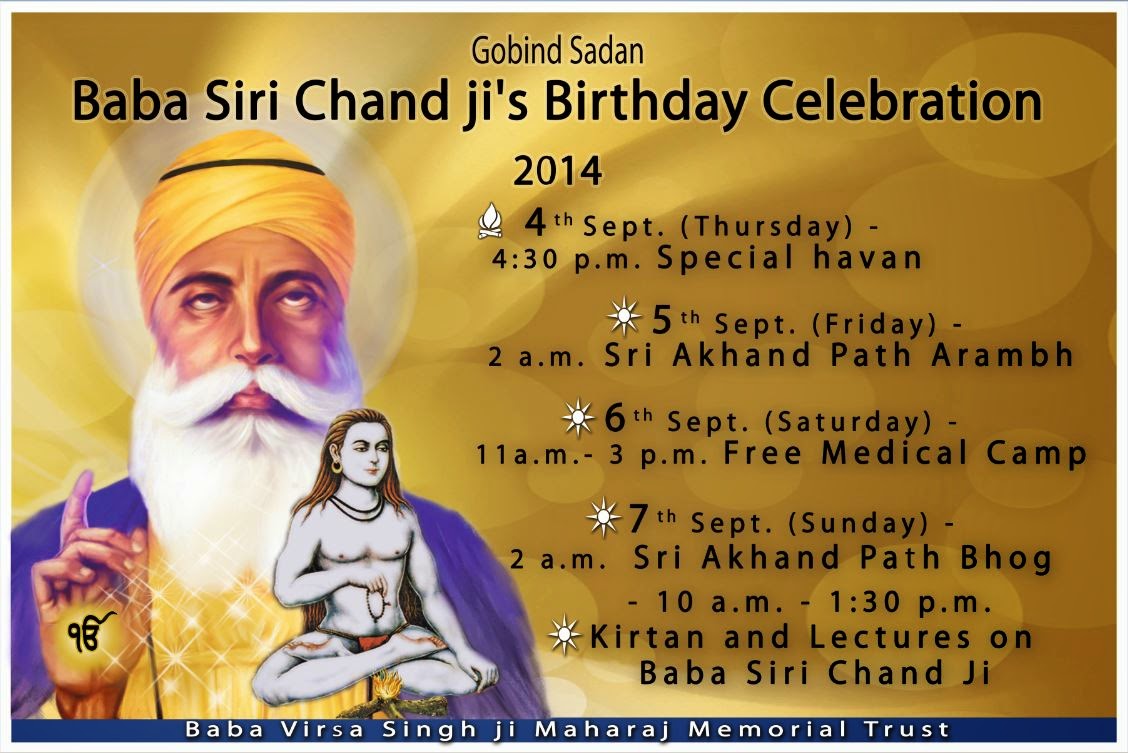 Thanks Almighty: Baba Siri Chand Ji's Birthday Celebrations 2014 Gobind ...