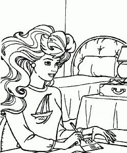 Barbie coloring page on computer | Screenfonds