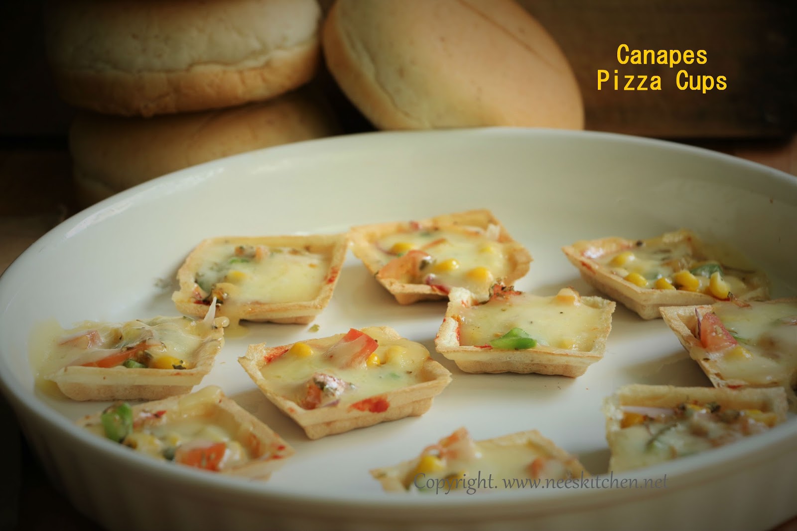 Baked Canapes Pizza Cups - Nee's Kitchen